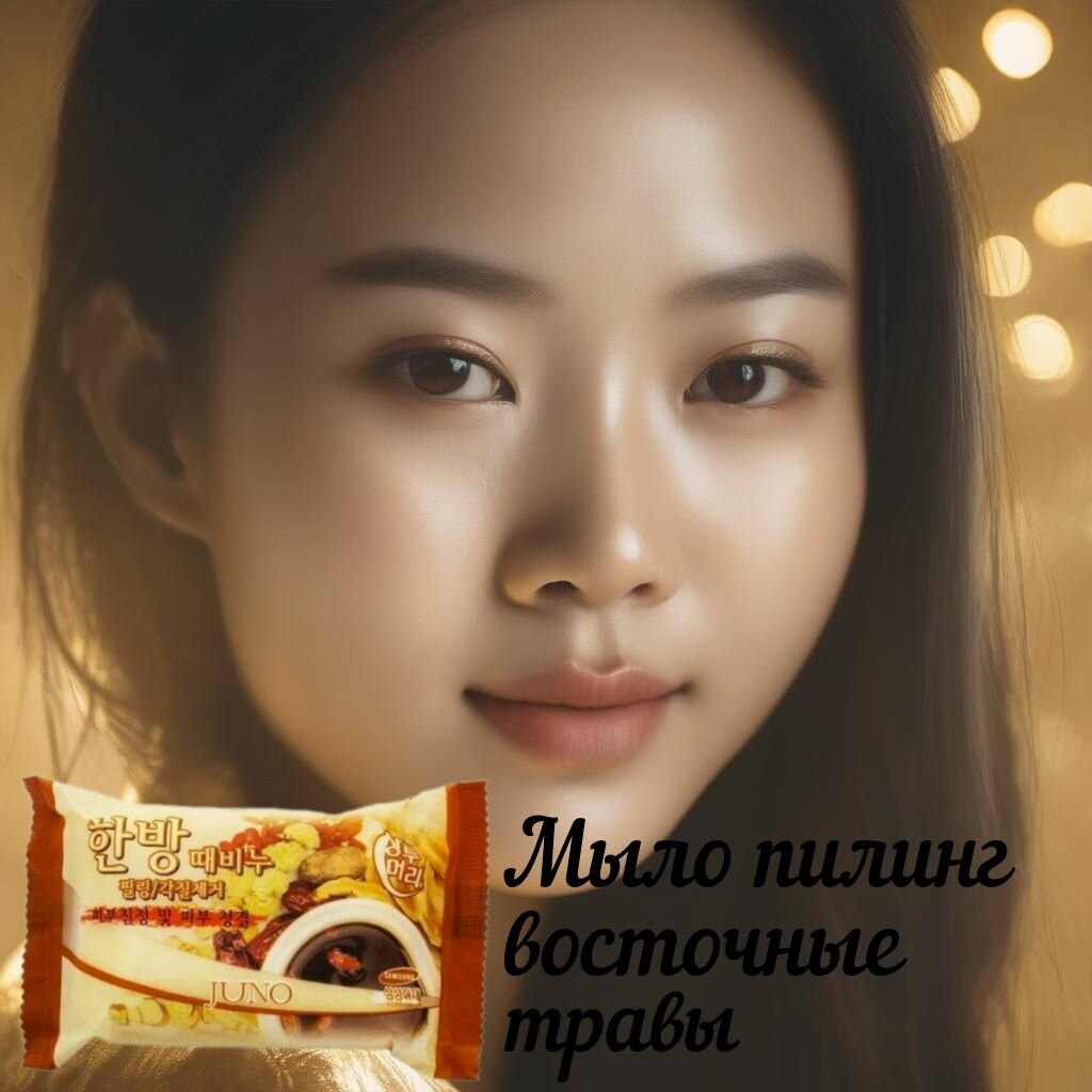 JUNO корейское мыло-пилинг для лица и тела с экстрактом восточных трав 1 шт х 150 гр