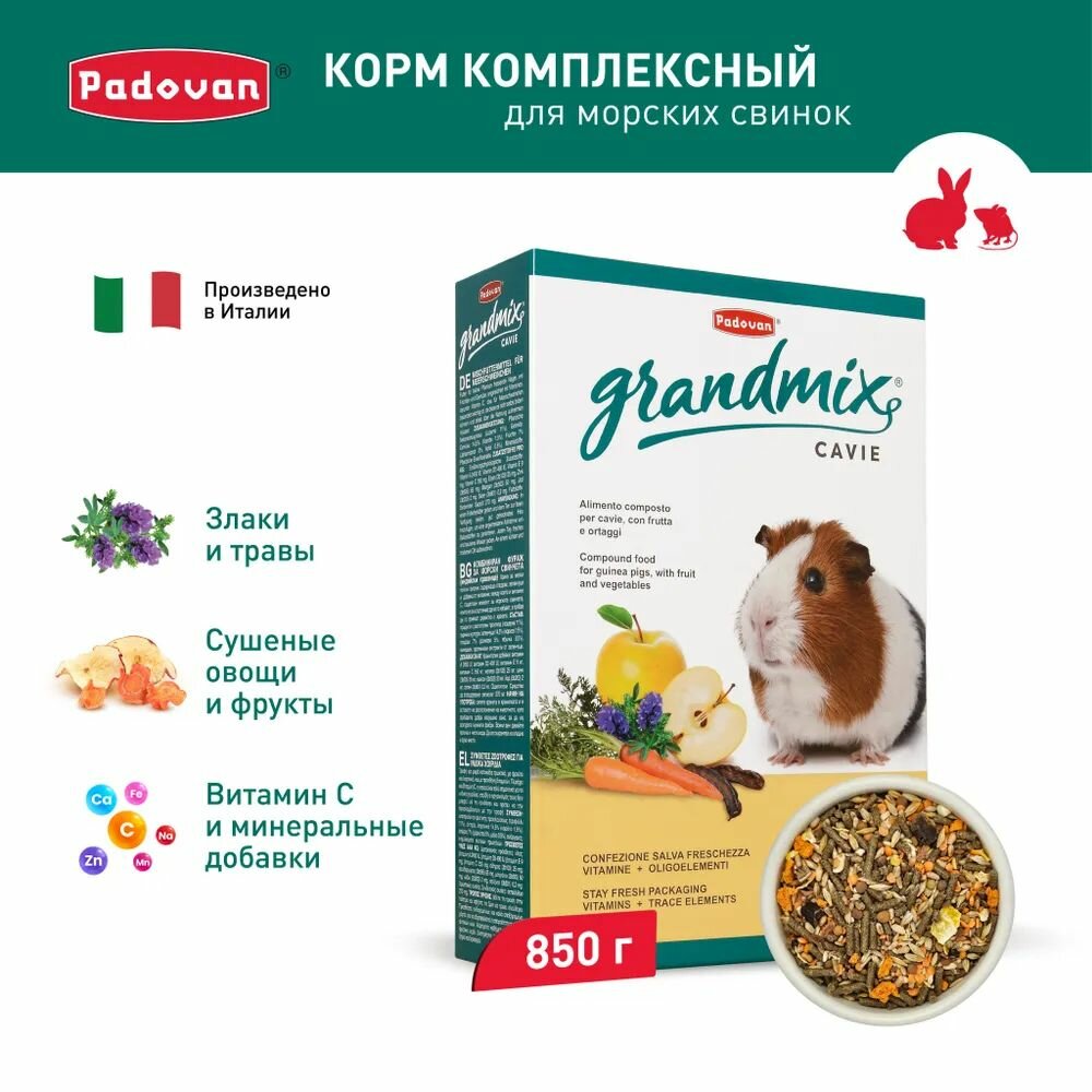 Комплексный сухой корм для морских свинок PADOVAN GRANDMIX Cavie (850 г)