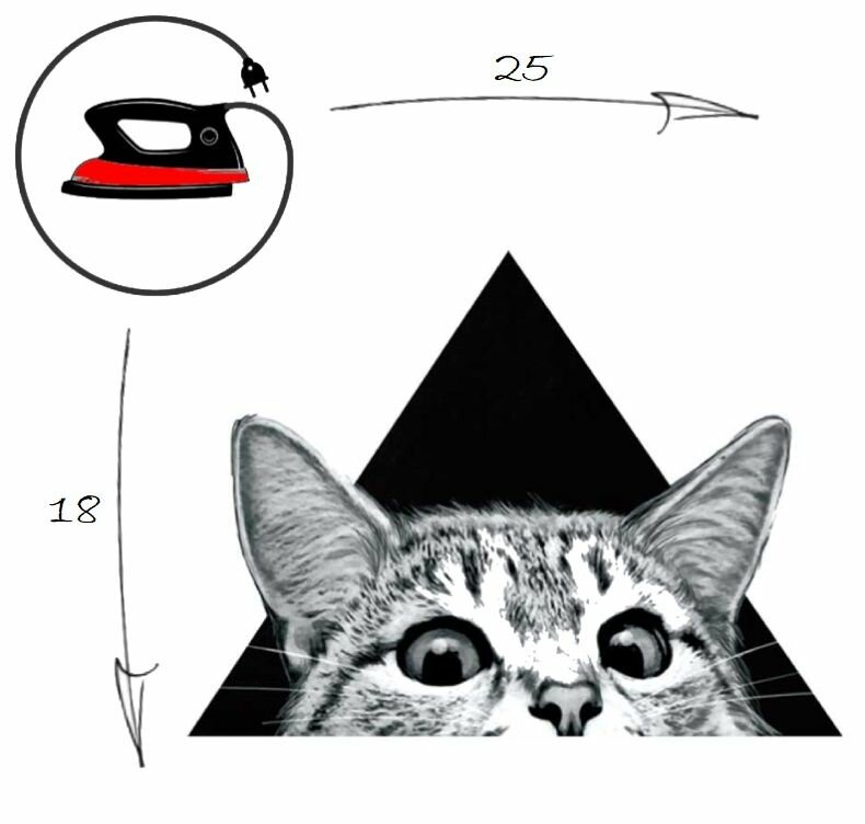 Термотрансфер "Черно-белый кот" 25х18, наклейка на одежду