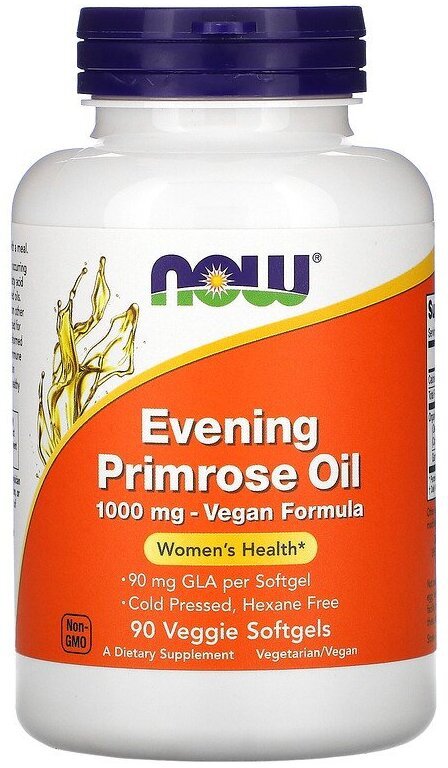 NOW Foods Evening Primrose Oil, Масло Примулы Вечерней 1000 мг 90 гел. капсул