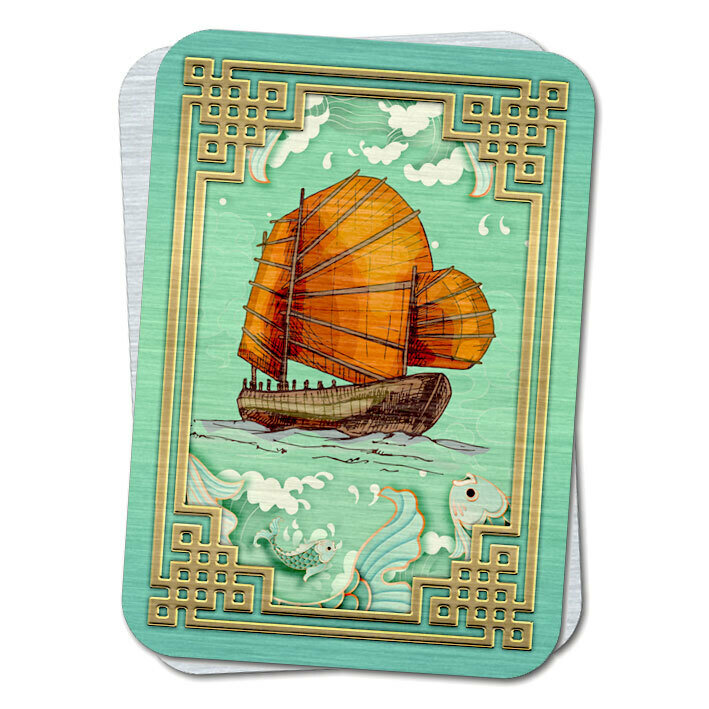 Магическая карта Фэн-Шуй Парусник, оберег от сглаза и порчи, талисман удачи, кошельковый сувенир - амулет на деньги, подарок на 23 февраля мужчине или на 8 марта женщине