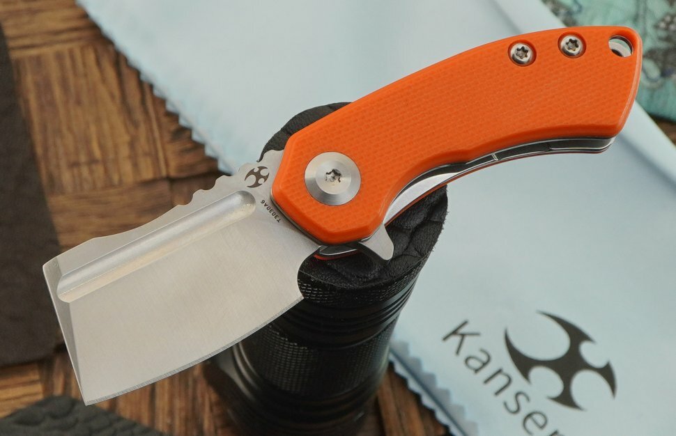 Складной нож Kansept Knives Mini Korvid, сталь 154CM, сатин, рукоять оранжевый G-10