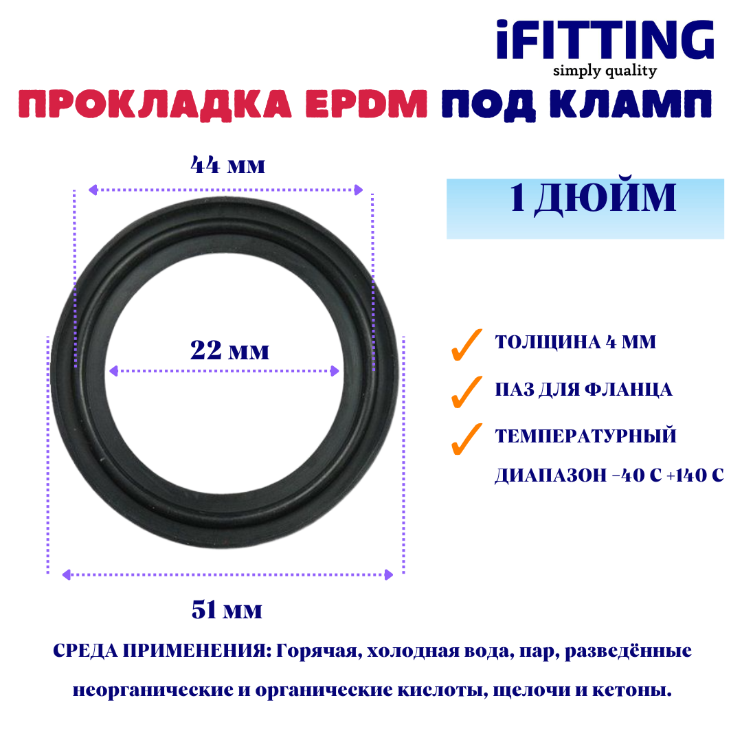 Прокладка под кламп 1 дюйм EPDM Уплотнение CLAMP DN 25 iFitting