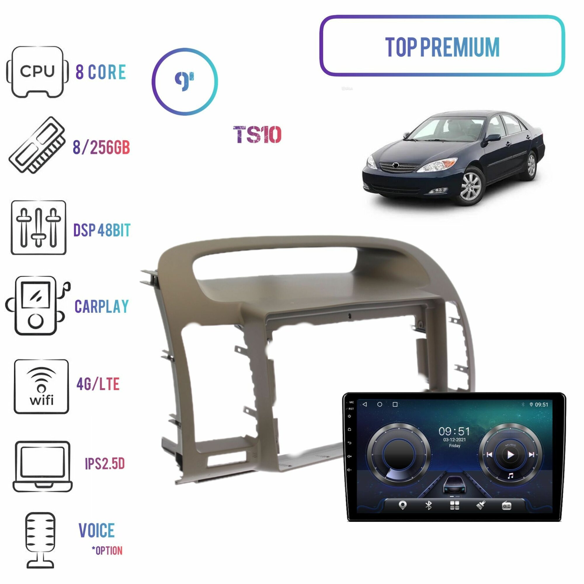 Магнитола для Camry 30 2001 - 2006 MFB на Андроиде 11 Car Edition TS10 8+256Gb+8ядер+голосовое управление