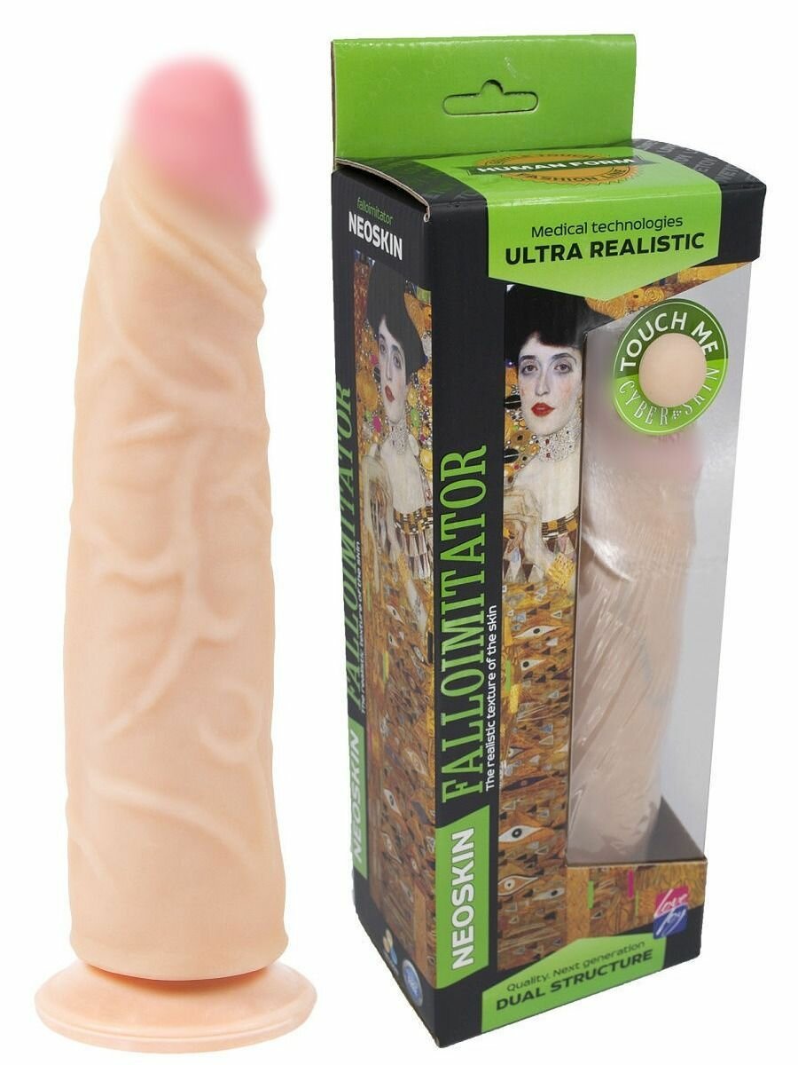 Фаллоимитатор на присоске из киберкожи, телесного цвета, реалистичный, 22см