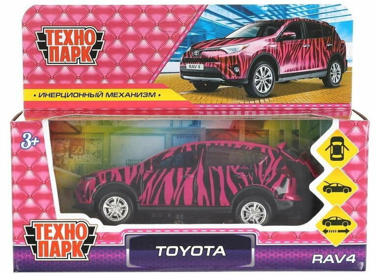 Машина металл TOYOTA RAV4 для девочек длина 12 см, двери,
