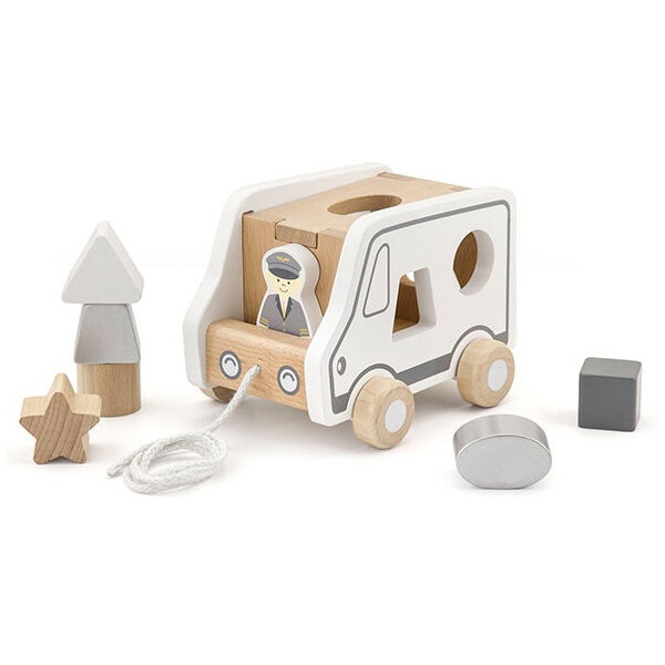 Машина-сортер VIGA, на веревке, разноцветная, для мальчиков и девочек, 1-3 лет