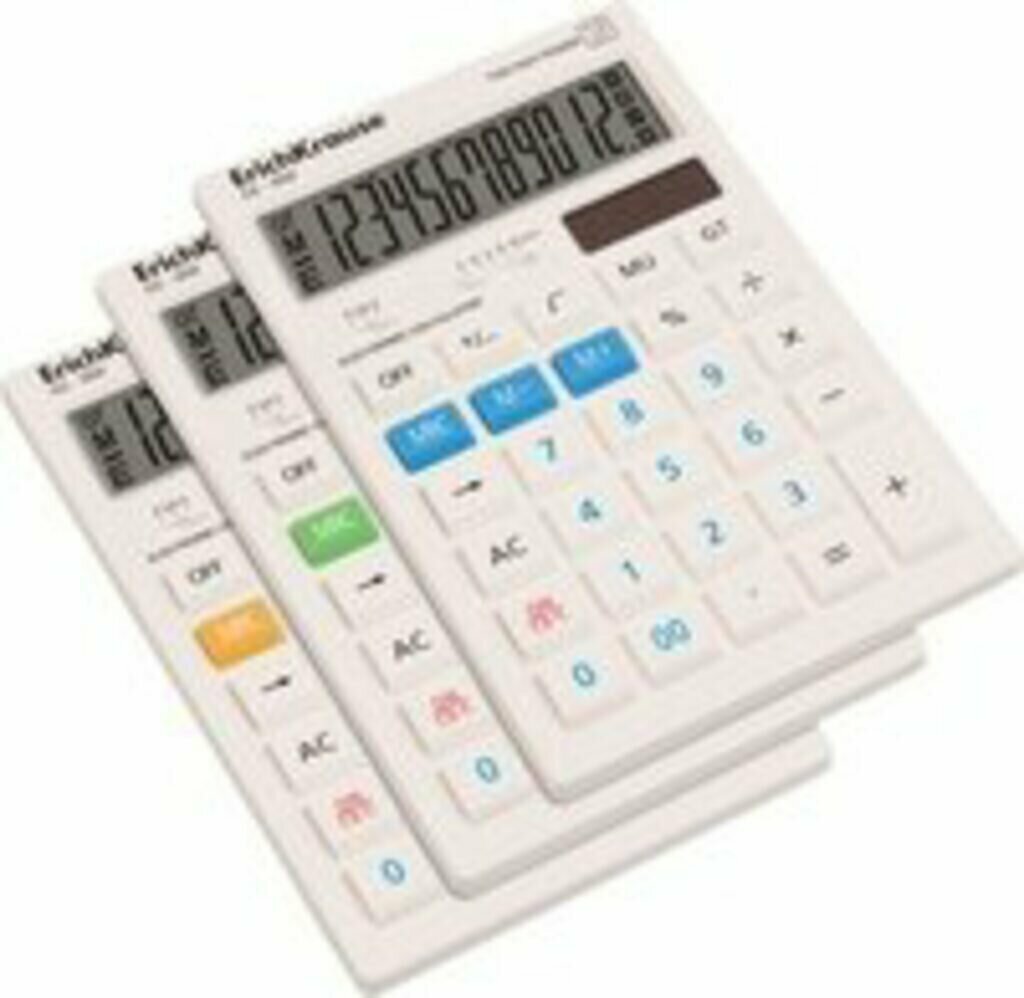Калькулятор 12 разр. настольный проф. CC-352 с цветными кнопками, белый