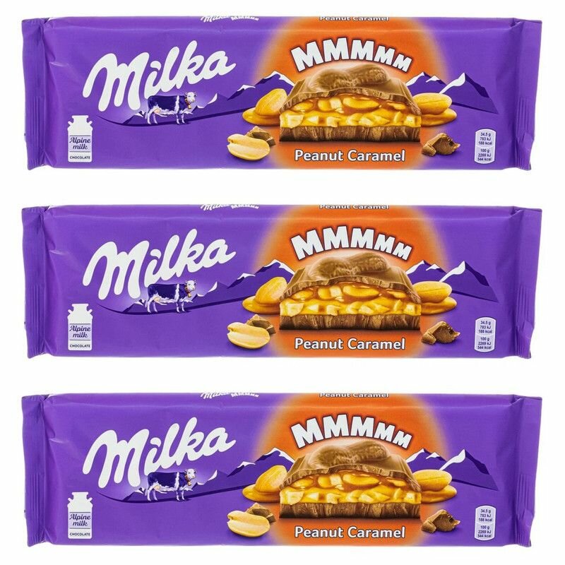 Milka Шоколад молочный Peanut Caramel, 276 г, 3 шт