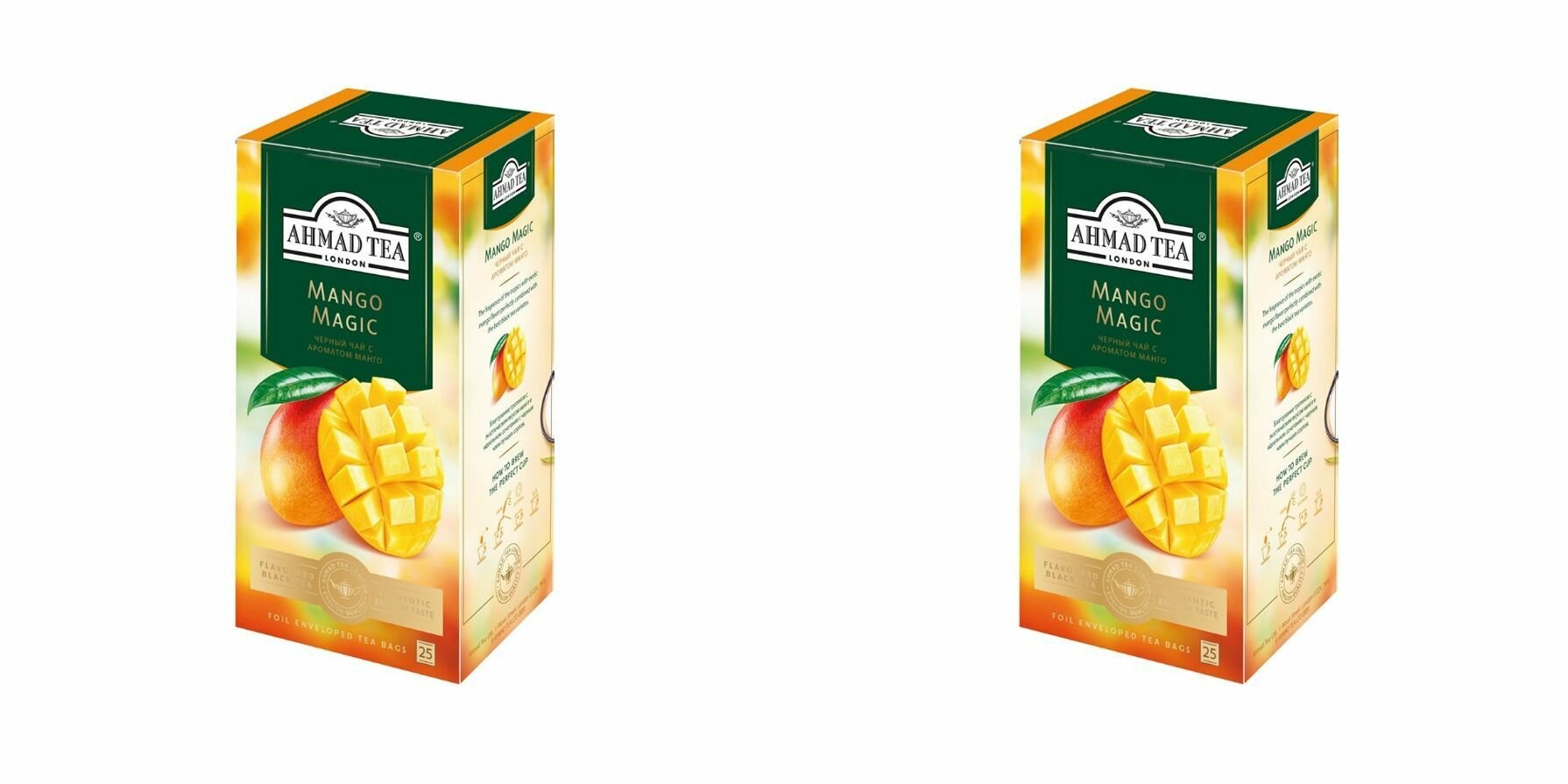 Ahmad Tea Чай "Магия манго", черный, 25 пак х 1,5 гр, 2 уп