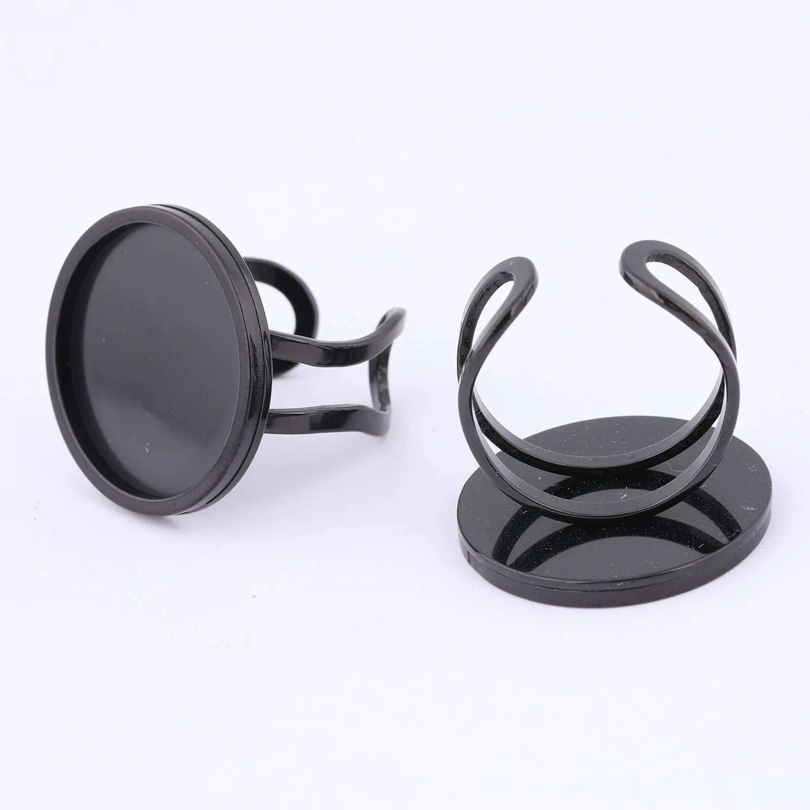 Кольца-кабошоны из нержавеющей стали с позолотой Onwear 5 шт Черный, black