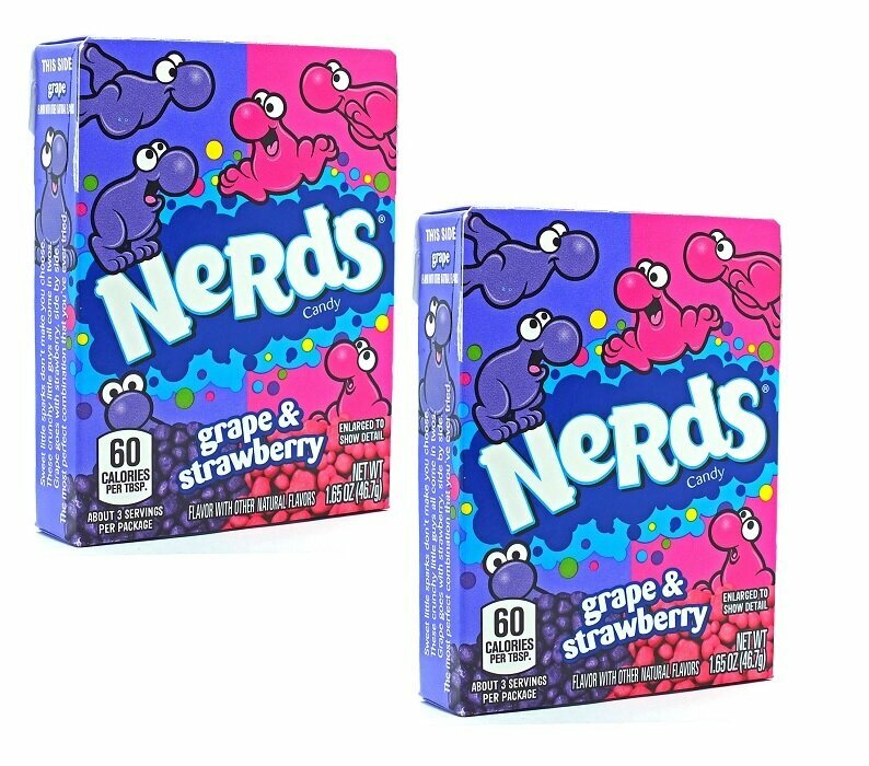 Жевательные Конфеты Nerds Grape and Strawberry / Нердс виноград и клубника Вонка 46.7 гр 2 шт (США)