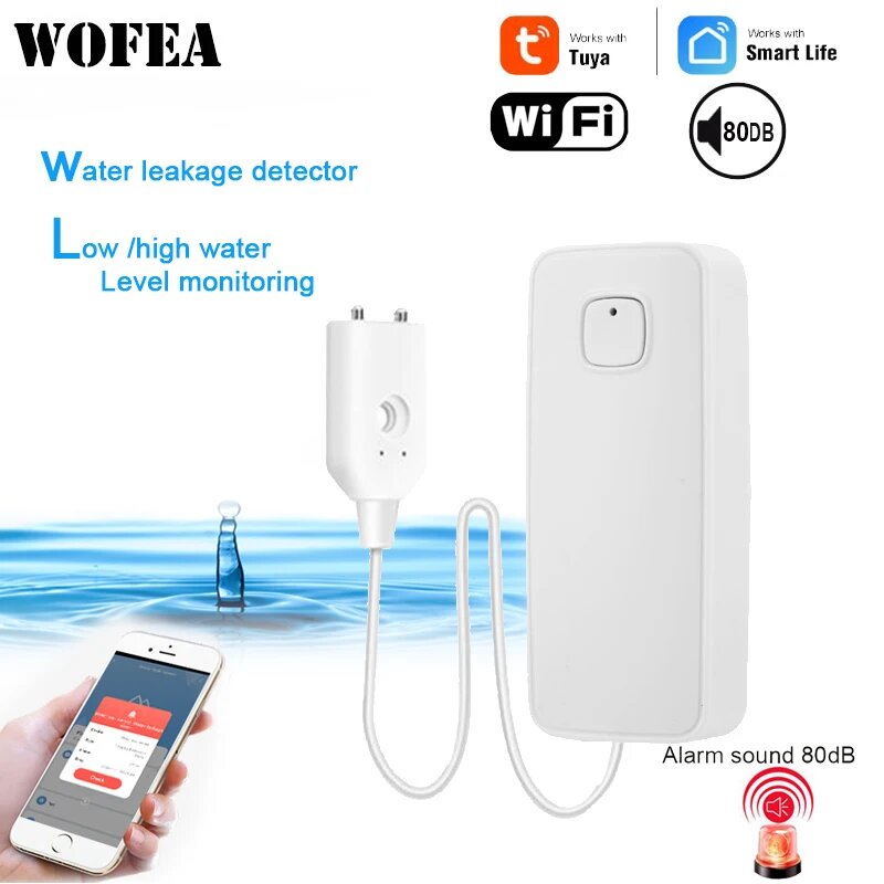Датчик протечки воды Wofea Tuya, 1шт