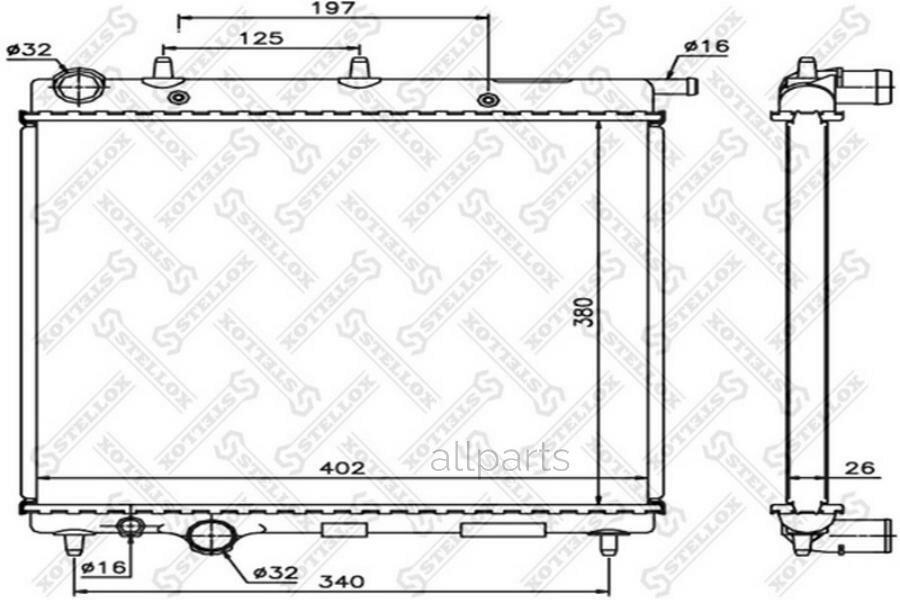 STELLOX 1025646SX радиатор системы охлаждения! АКПП\ Citroen С3 1.4i 02>