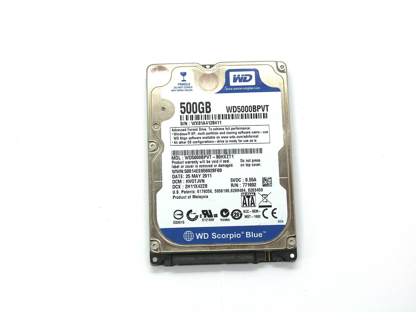 Жесткий диск 2,5" 500 GB WD WD5000BPVT SATA