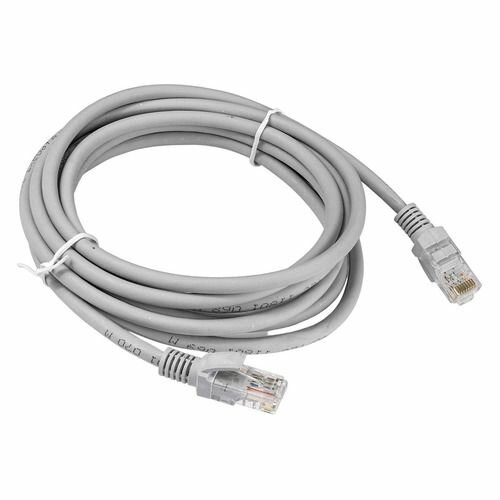 Патч-корд EXEGATE UTP-RJ45-RJ45-5e-5M-LSZH-GY UTP, кат.5E, 5м, 4 пары, алюминий омедненный, многожильный, серый