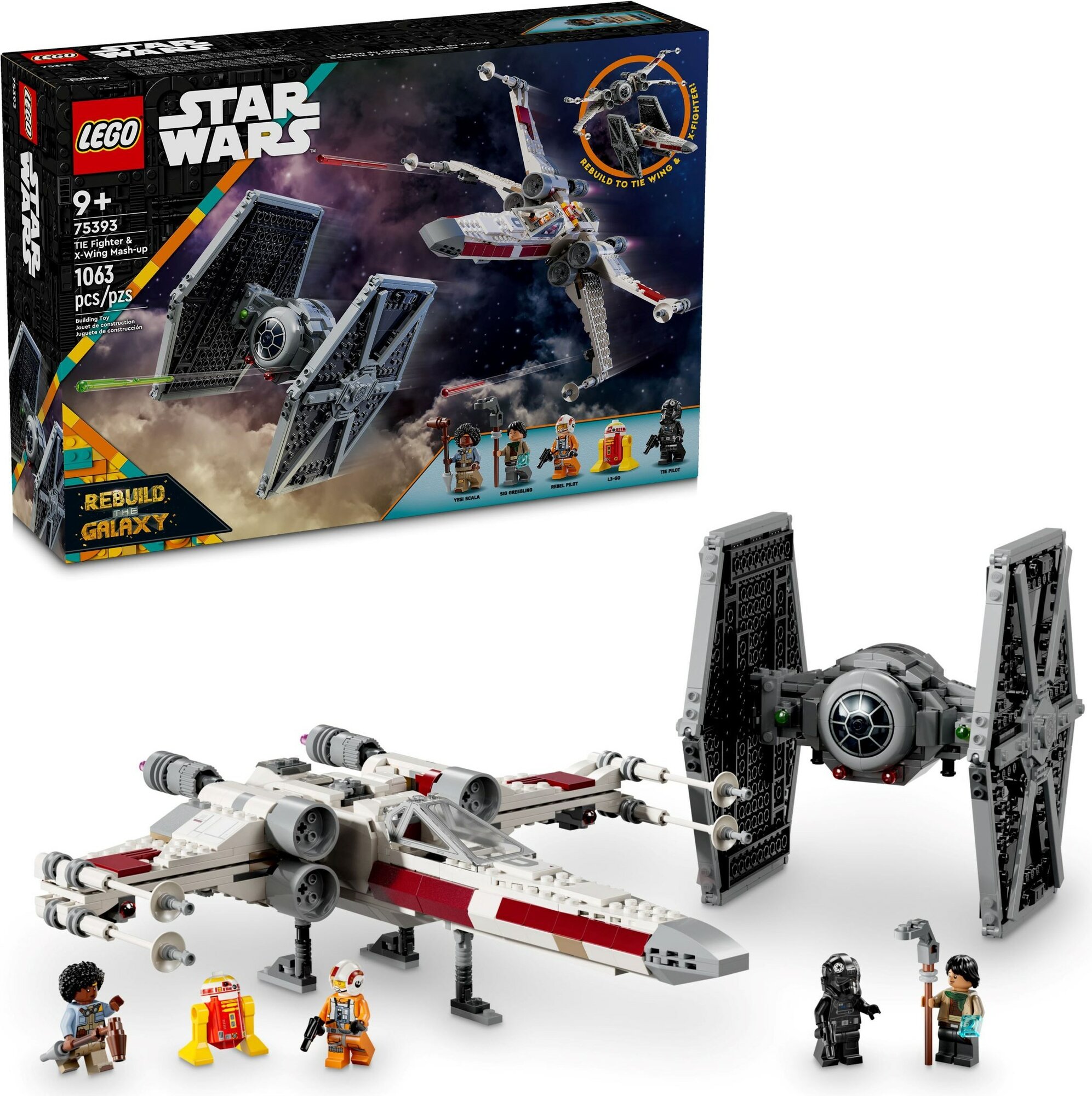 Конструктор LEGO 75393 TIE-истребитель и гибрид X-Wing