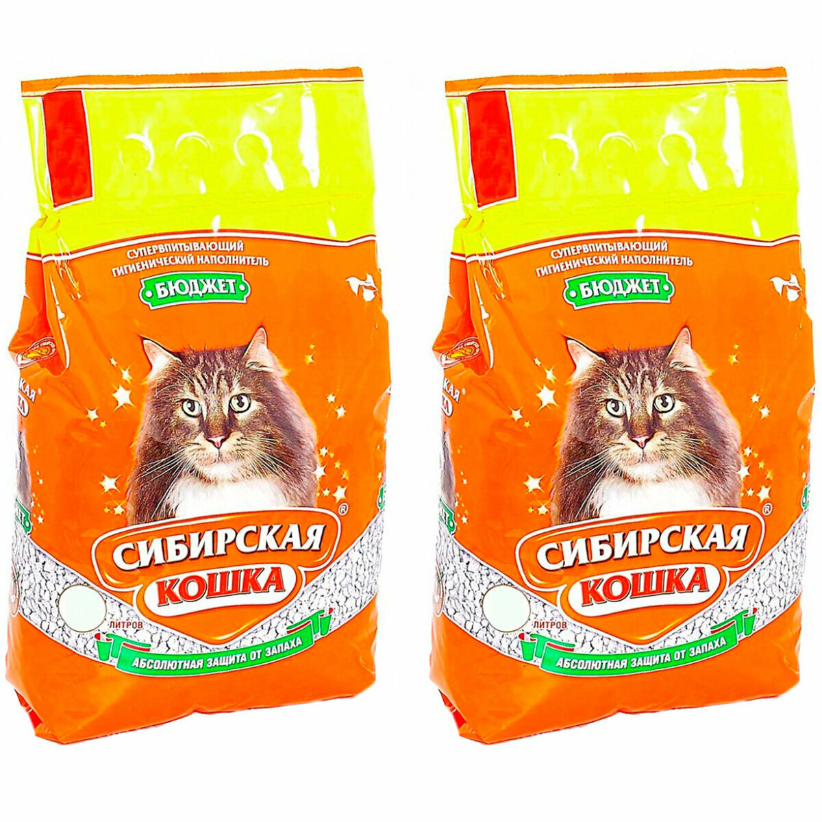 Сибирская кошка бюджет наполнитель впитывающий для туалета кошек (20 + 20 л)
