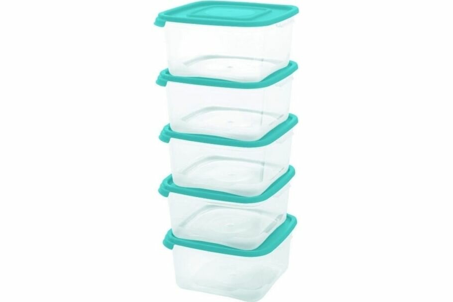 Комплект контейнеров для СВЧ "Каскад" квадро (5 шт) 0,46л арт. С61005