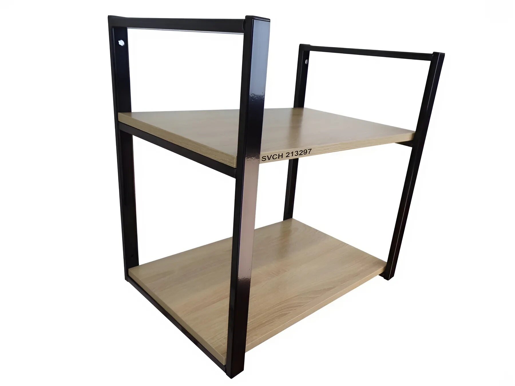 Полка для микроволновки GARROSS "SIBERIA 213297", две полки 35х60 см, высота 54 см, каркас чёрный, цвет полок дуб сонома