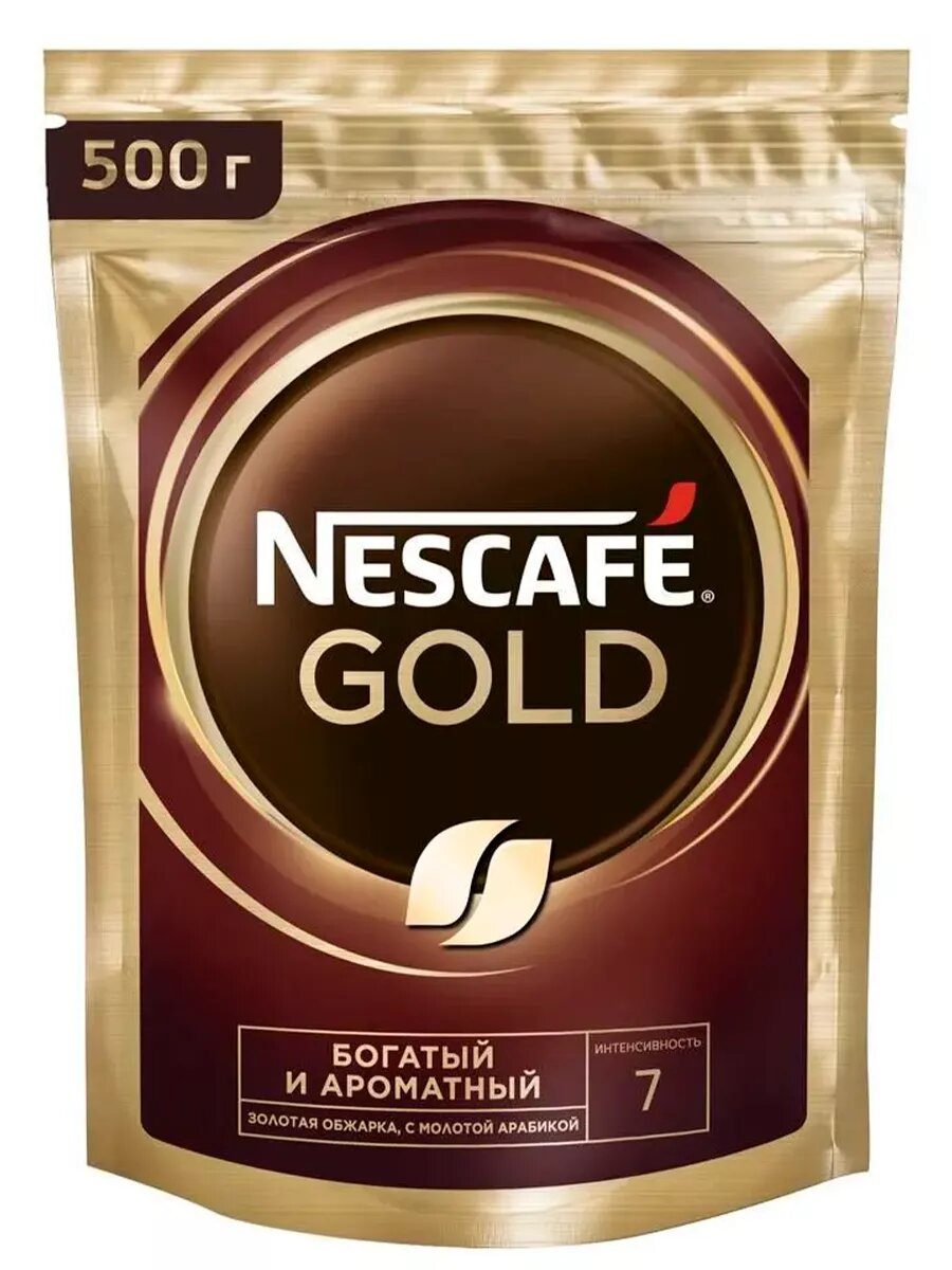 Растворимый кофе с молотой арабикой Nescafe Gold, золотая обжарка, 500 г