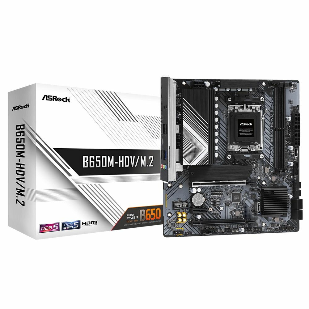 Материнская плата ASRock B650M-HDV/M.2, AMD, AM5, B650, DDR5, HDMI, Displayport, MIcro-ATX