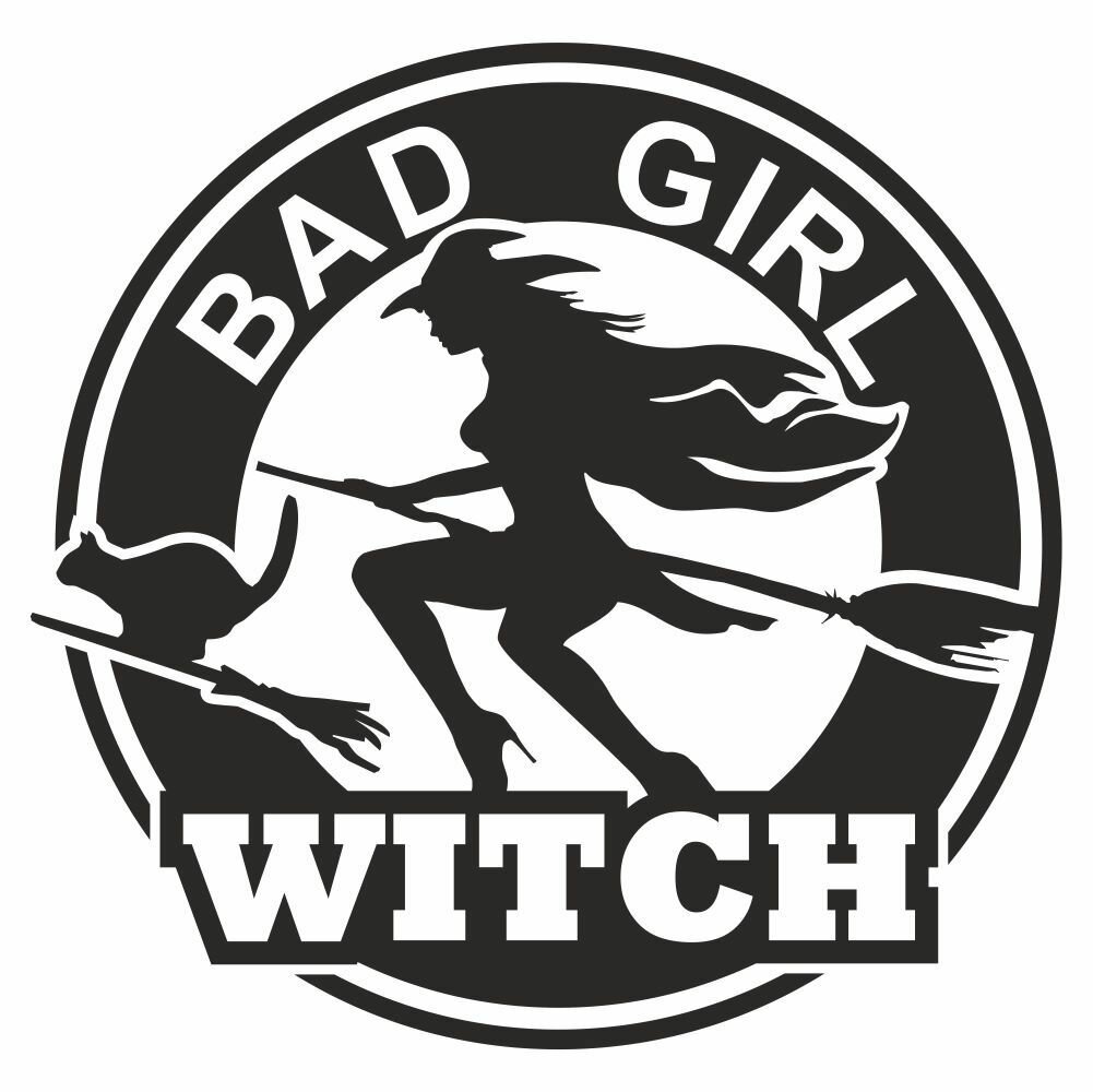 Наклейка "WITCH"(bad girl) 200х200мм, черная плоттер, Арт рэйсинг