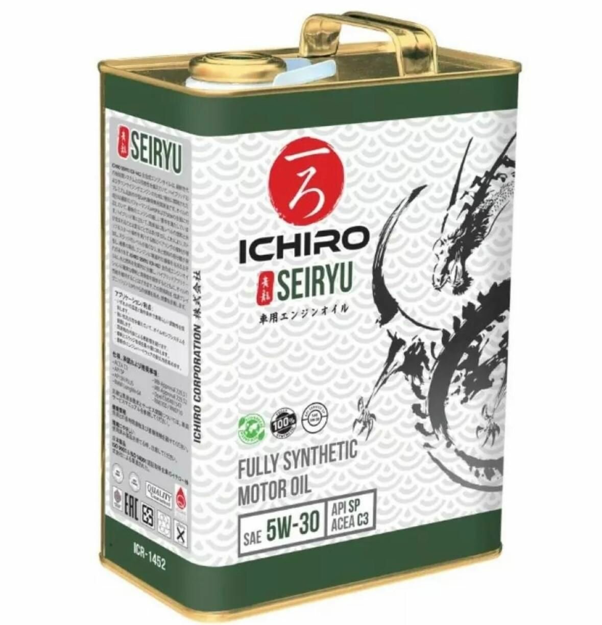 Моторное масло синтетическое "ICHIRO SEIRYU 5W30 API SP ACEA C3", 4л