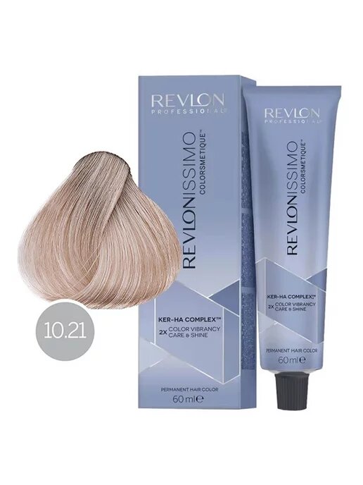 Краска для волос Revlon Professional Coloring Hair Revlonissimo Colorsmetique Care & Shine, Краситель с гиалуроновой кислотой перманентный. Перманентный Краситель с Гиалуроновой кислотой, Гарантия Результата Окрашивания + Уход за Волосами, 10.21