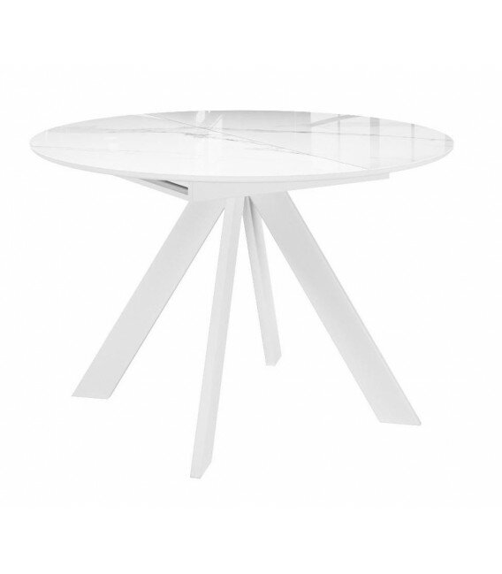 Стол Lamium SFC110 d1100 стекло Оптивайт Белый мрамор/подстолье белое/опоры белые