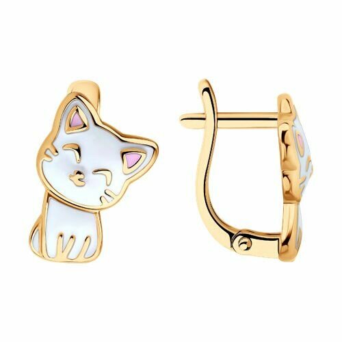 Серьги, серебро, 925 проба, золочение, эмаль