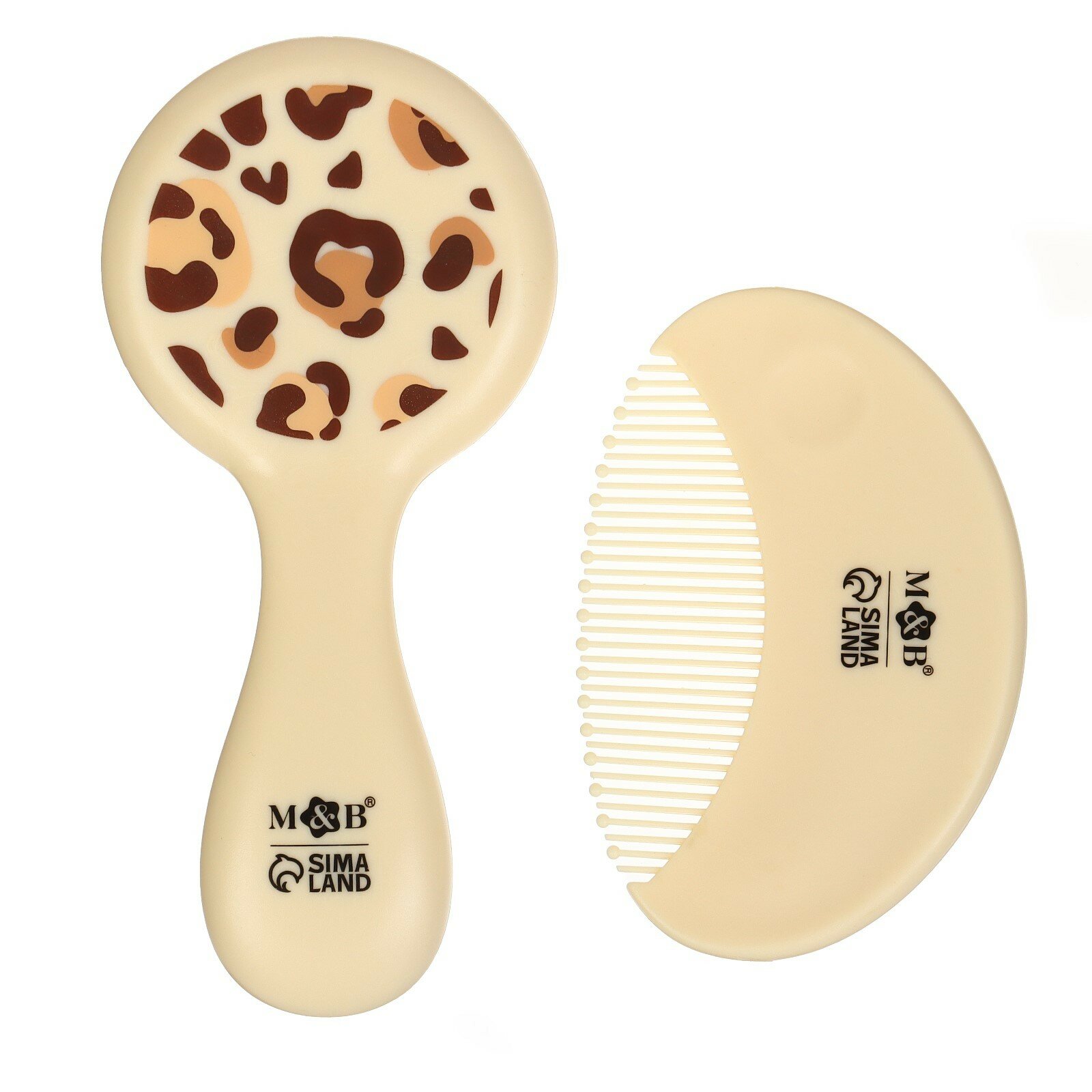 Набор для ухода за волосами «Леопард» (щетка+ расческа), цвет бежевый, 10570999
