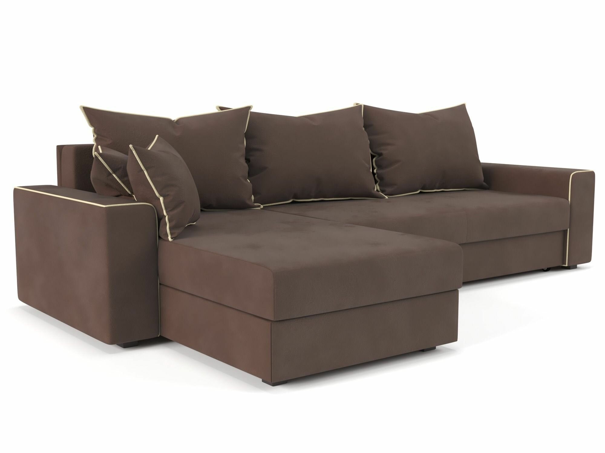 Мягкий угловой диван Soft Element Джепсон Brown левый, дизайнерский, флок, стиль лофт, в гостиную, современный