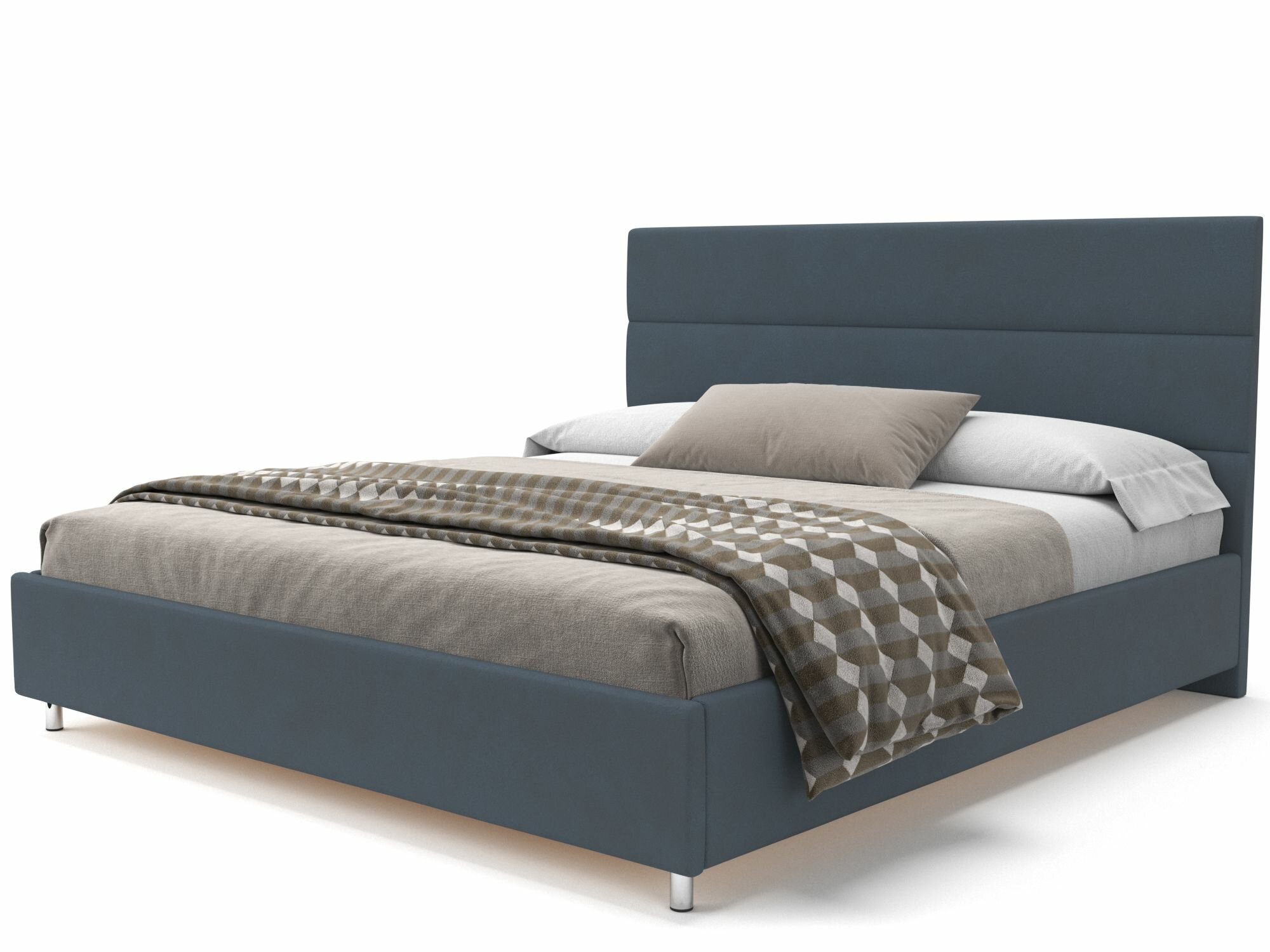 Кровать двуспальная 160х200 Soft Element София Navy, с мягким изголовьем, с подъемным механизмом, с ящиками, велюр