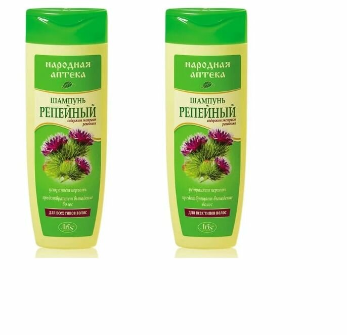 IRIS Шампунь "Народная Аптека", Репейный, для всех типов волос, 400 мл, 2шт.