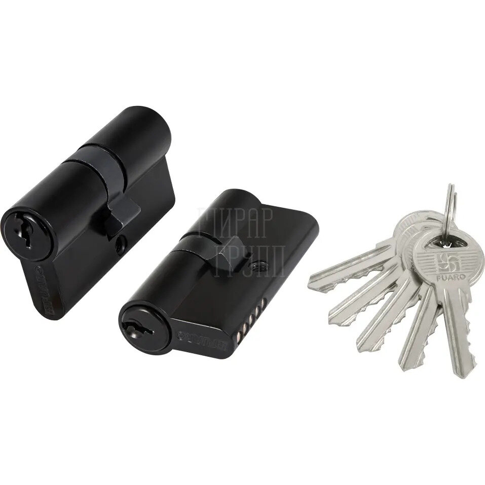 Цилиндровый механизм (личинка для корпусов замков, входных и межкомнатных) Fuaro (Китай) ключ-ключ серии 100 Z черный 35/35
