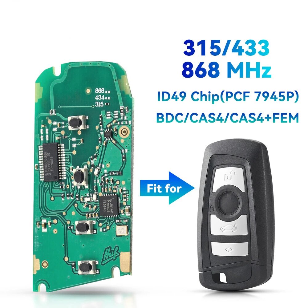 Дистанционный автомобильный ключ KEYYOU для BMW F 3 5 7 серии X5 X6 F20 F22 F30 CAS4 CAS4 + FEM BDC 315 434 868 МГц ID49 PCF7945P Ключ повышения мощности Circuit Board, 434 Mhz