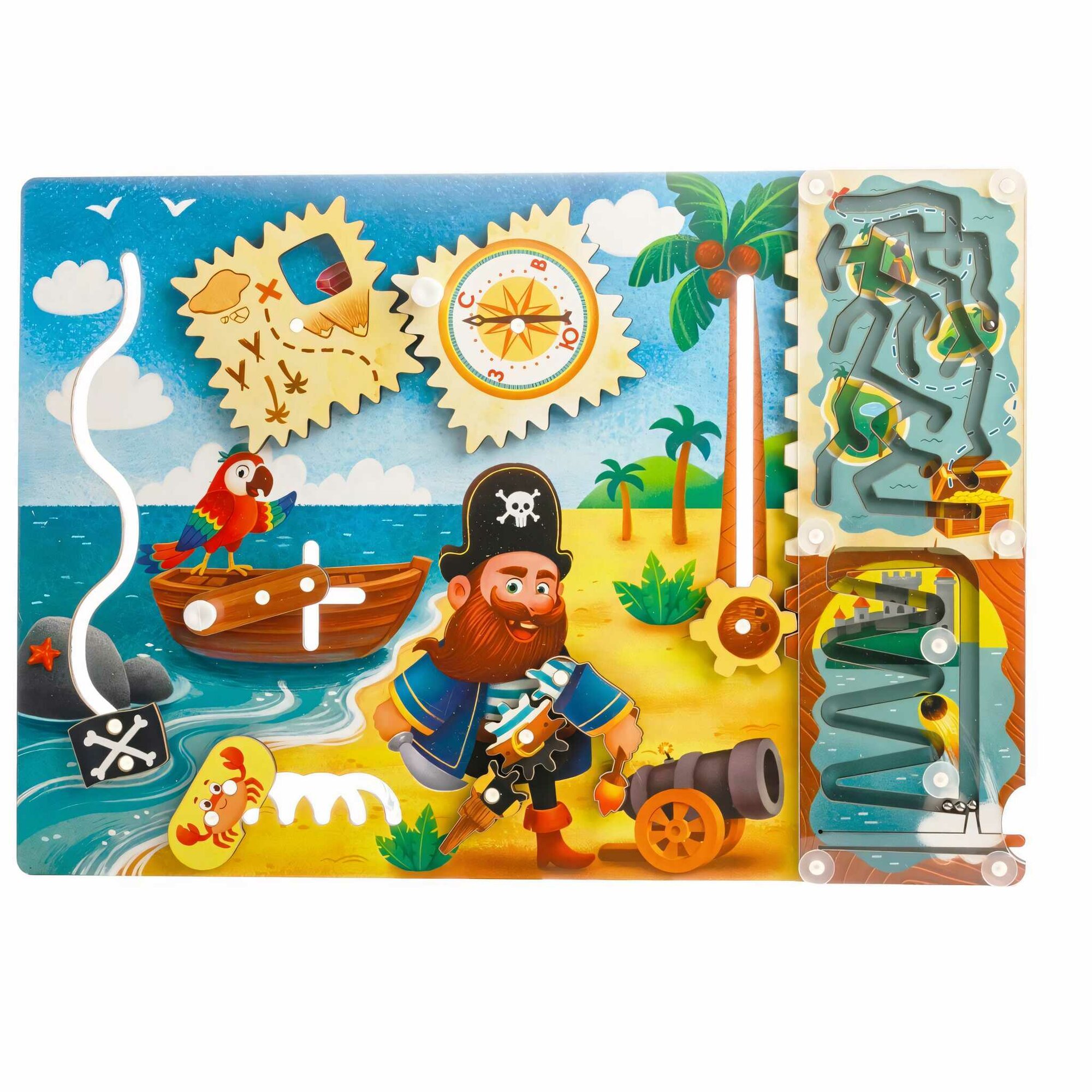 Бизиборд "Остров Сокровищ" IG0376, интерактивная игрушка, дерево/металл/пластик