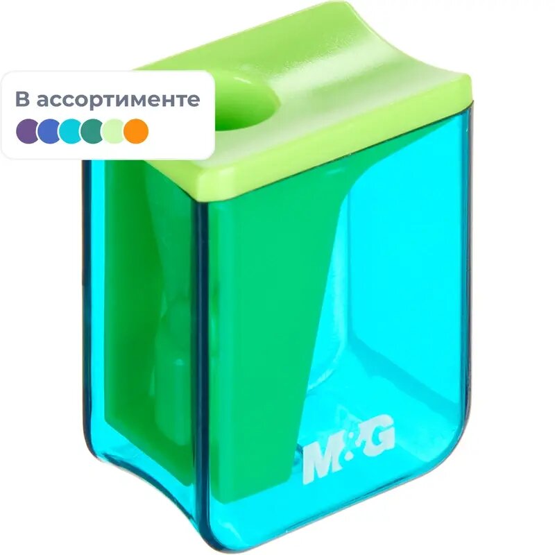 Точилка ручная M&G, 1 отв, контейнер, ассорти, 1963989