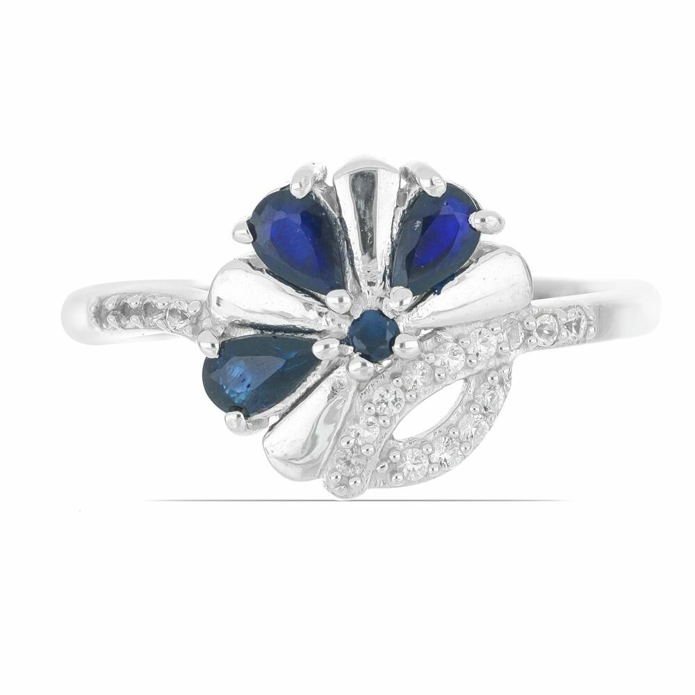 Кольцо, серебро, 925 проба, родирование, сапфир