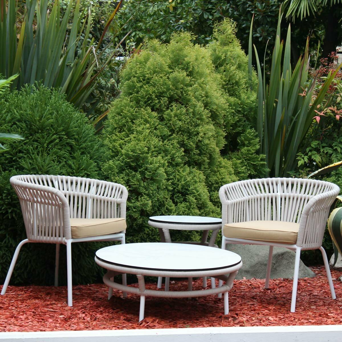 Комплект мебели MALACCA "Эмма", из роупа и hpl, 4 предмета, бежевый