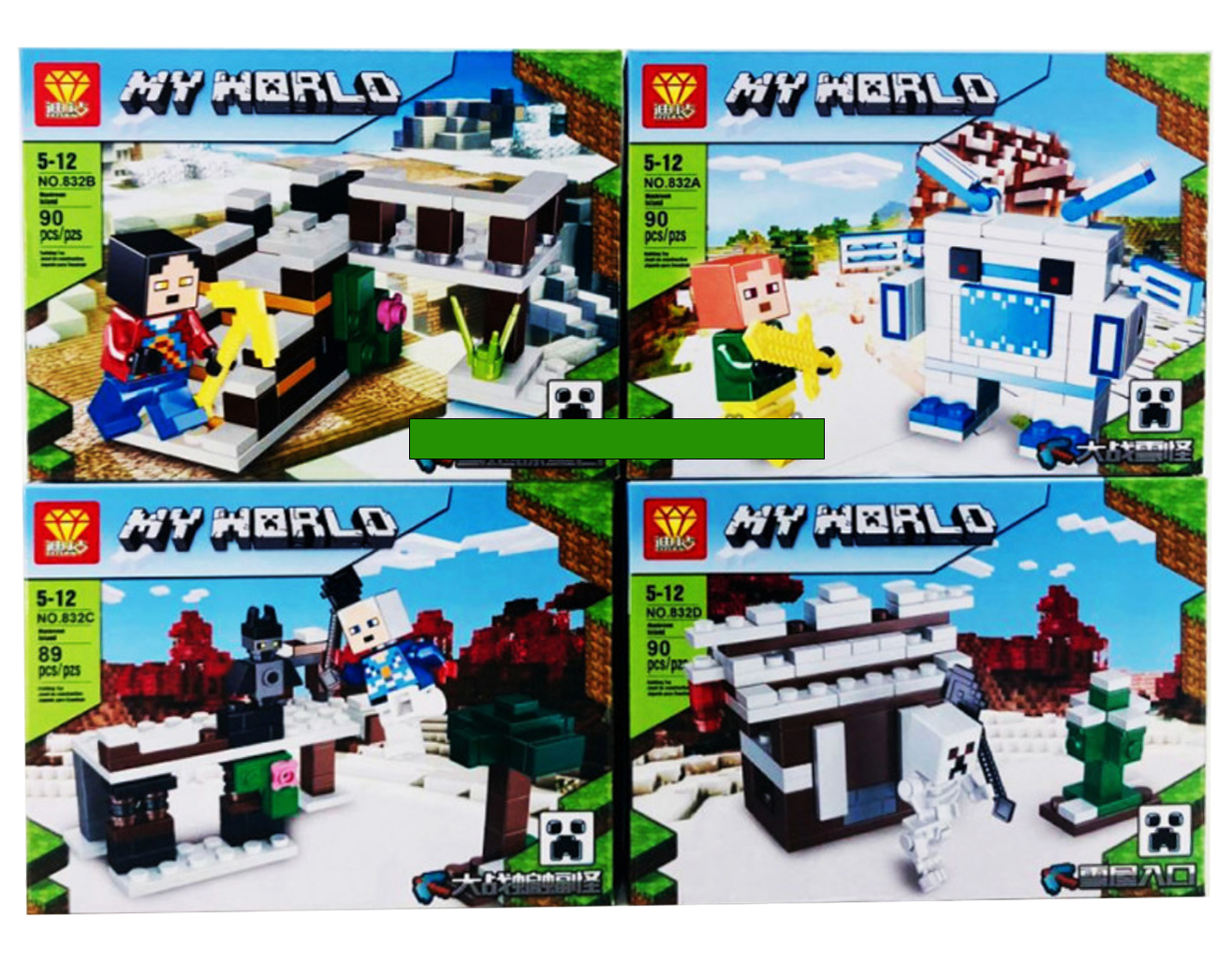 Конструктор DIZUAN My World "Остров Майнкрафт 4в1" ZB832, 89-90 деталей цена за 1 штуку!