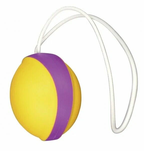 Вагинальный шарик с возвратным шнуром AMOR GYM BALLS, фиолетовый/желтый