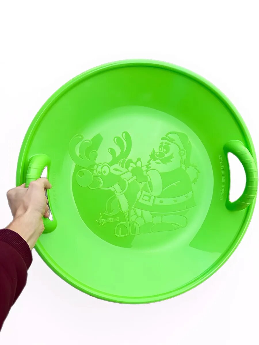 Ледянка большая (58 см) зеленая для катания с горки зимой для детей и взрослых