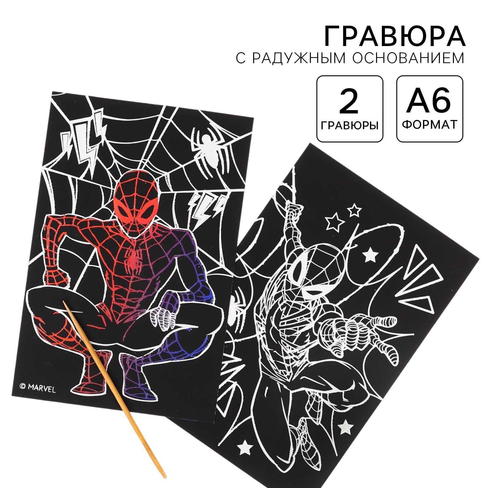 Гравюра детская, набор 2 шт, «Паутина», 10×15 см