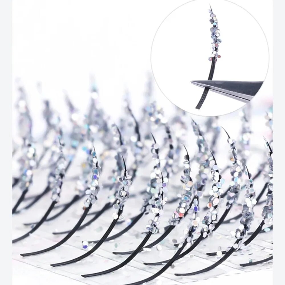 Новый инструмент для макияжа, наращивание ресниц с бриллиантовым блеском, блестящие накладные ресницы, сделай сам, серебряный цвет, отдельные женские ресницы