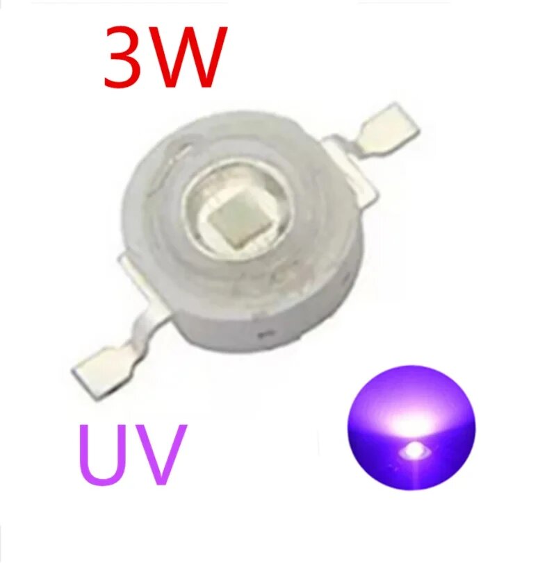 UV LED лампа LEDXR Фиолетовый, 10PCS 3W, 365 to 370nm