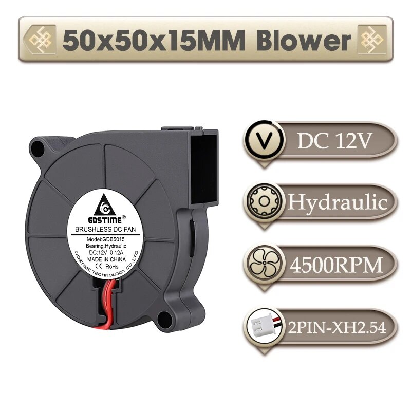 Gdstime кулер для 3D-принтера 5015 Sleeve 12V 2Pin