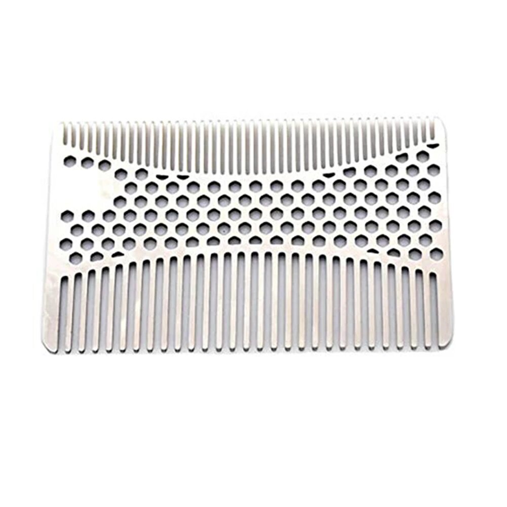 Мужская гребень для бороды из нержавеющей стали профессиональная салонная расческа для парикмахерских волос Антистатическая Расческа для парикмахерской размер кредитной карты ультратонкая