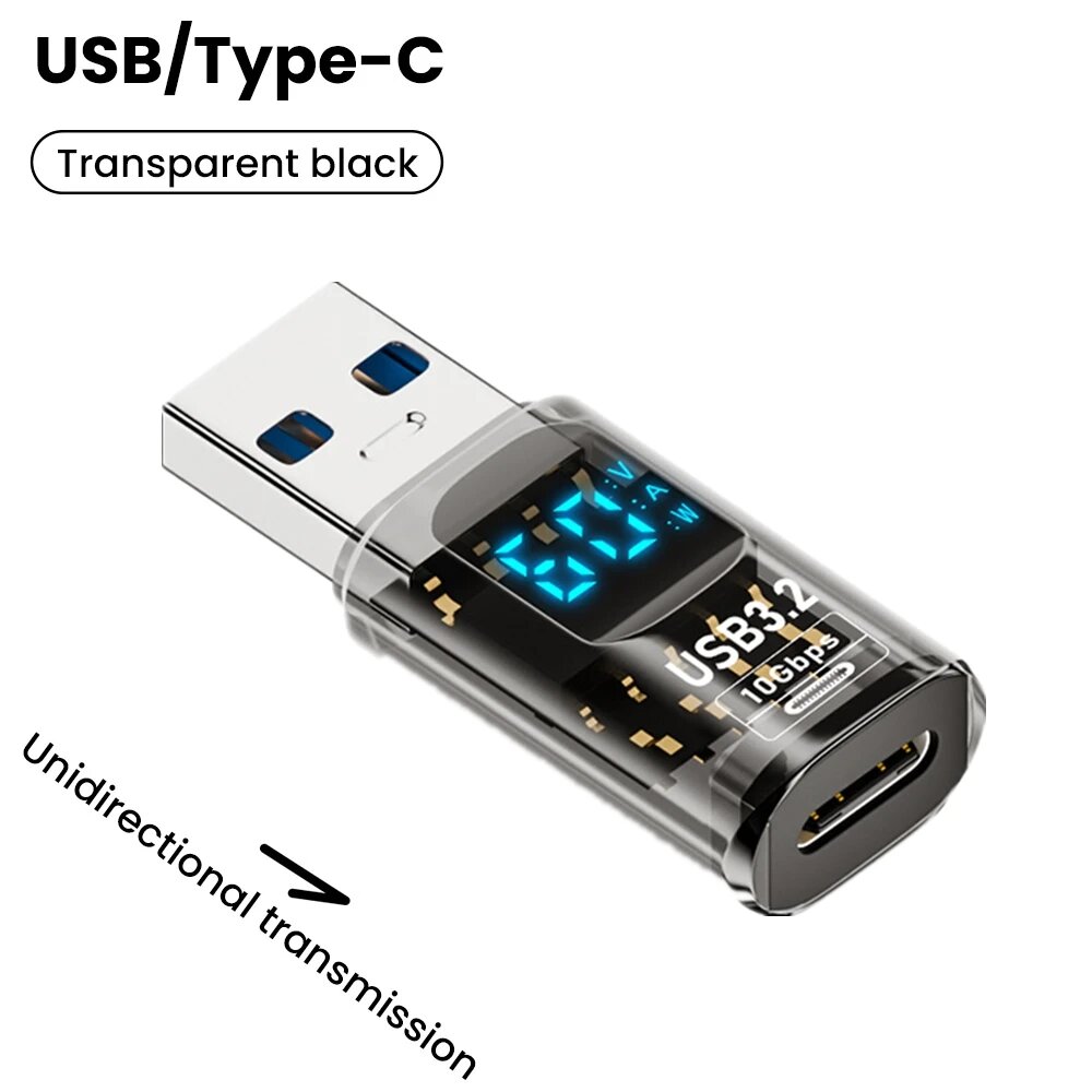 Адаптер USB 3.2 Type-C с дисплеем, черный